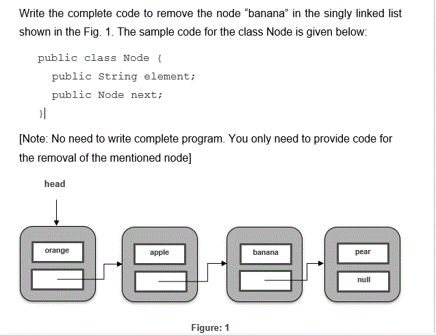 Solved Write The Complete Code To Remove The Node Banana 1794