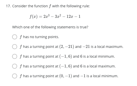 Solved 17. Consider the function f with the following rule: | Chegg.com