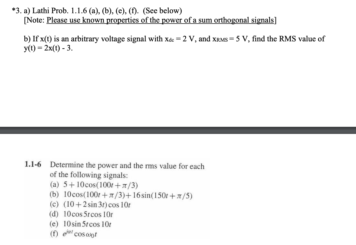 Solved 3. a) Lathi Prob. 1.1.6 (a), (b), (e), (f). (See | Chegg.com