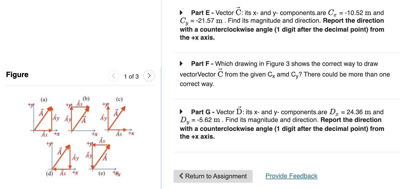 Solved - Part E - Vector C : its x - and y-components.are | Chegg.com