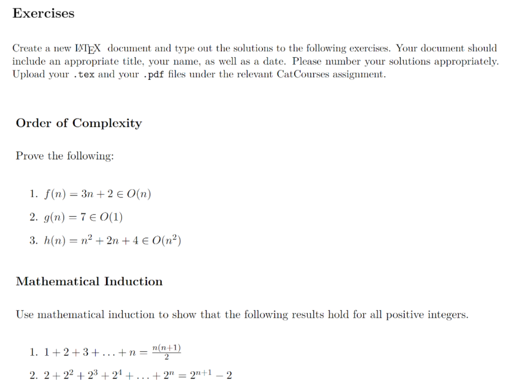 Solved Exercises exerciorsYX Create a new LTEX document and | Chegg.com