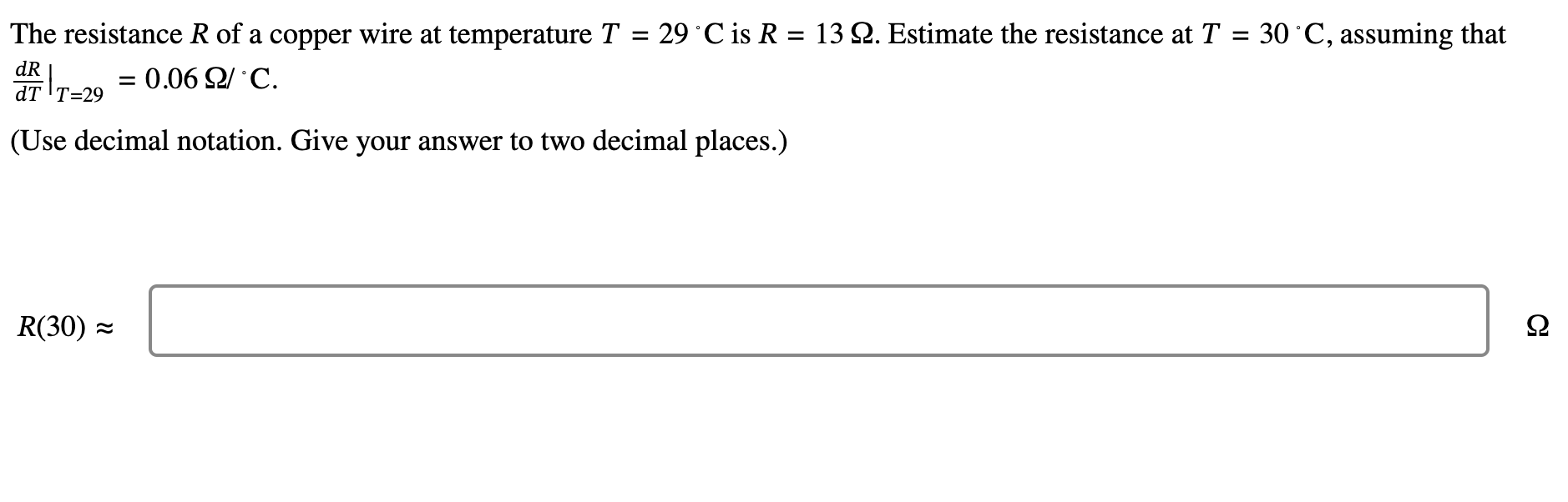 Solved The resistance R of a copper wire at temperature | Chegg.com