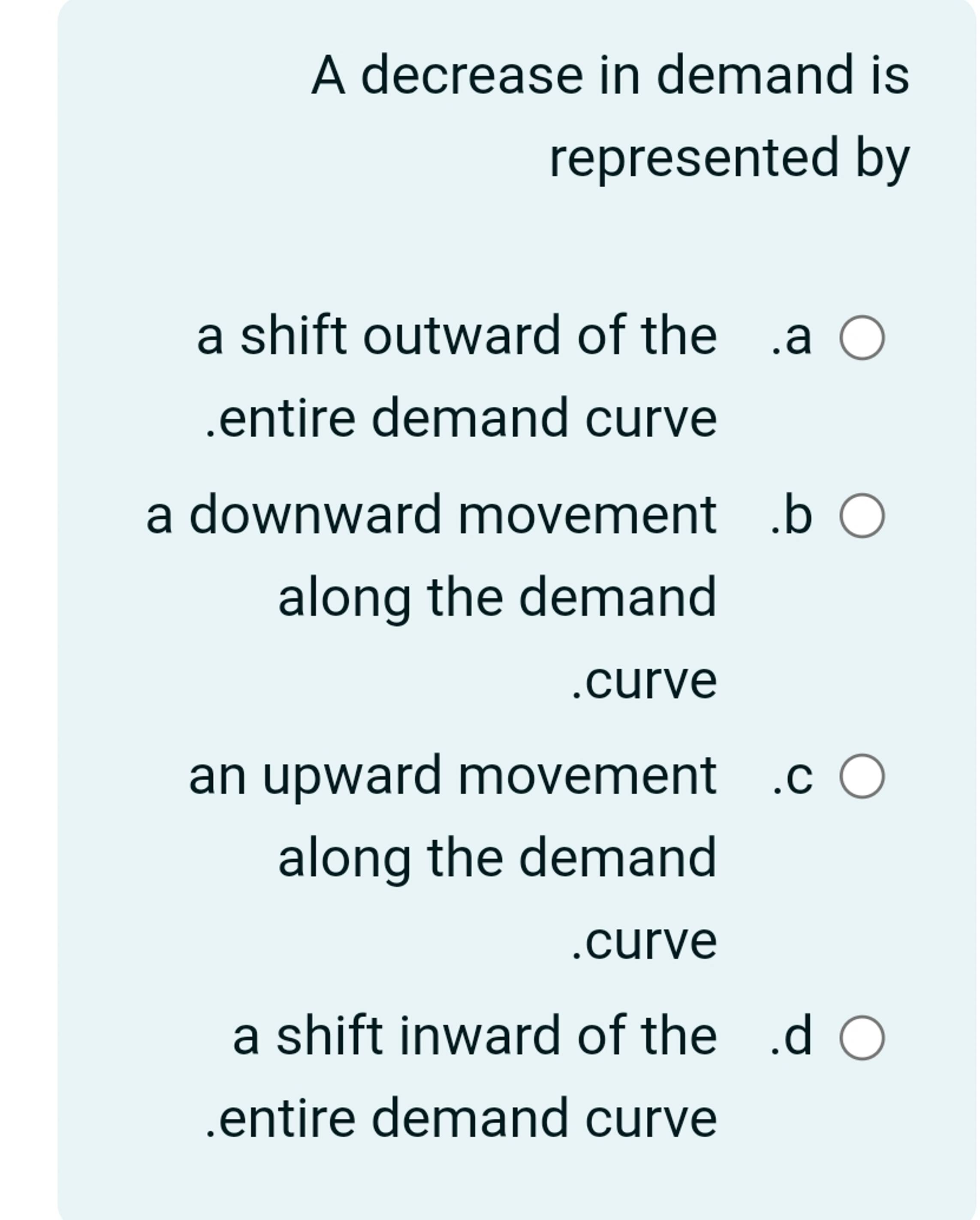 Solved A decrease in demand isrepresented bya shift outward | Chegg.com