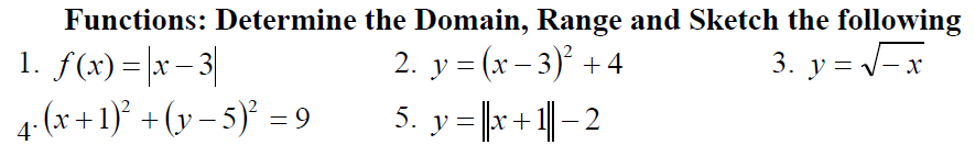 Solved Functions: Determine the Domain, Range and Sketch the | Chegg.com