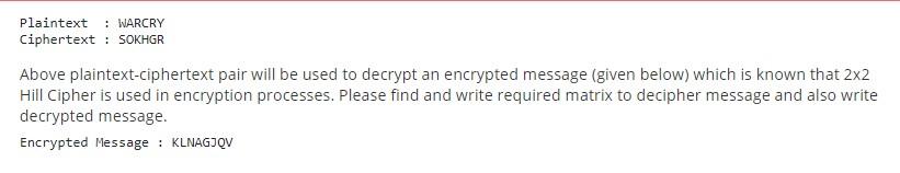 Solved Plaintext : WARCRY Ciphertext : SOKHGR Above | Chegg.com