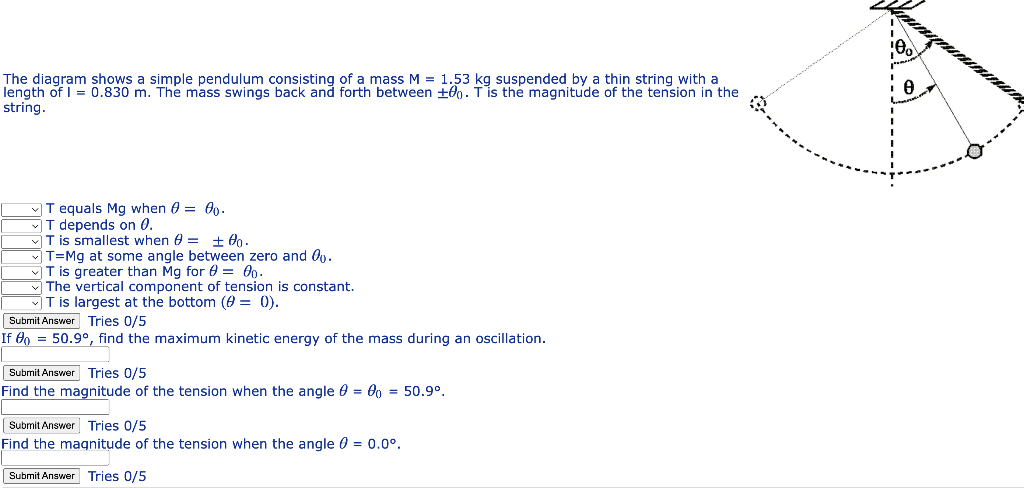 Solved The diagram shows a simple pendulum consisting of a | Chegg.com