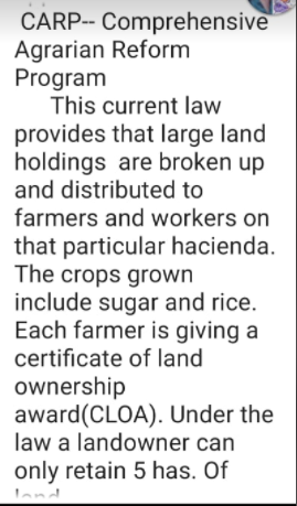 Solved CARP- Comprehensive Agrarian Reform Program This | Chegg.com