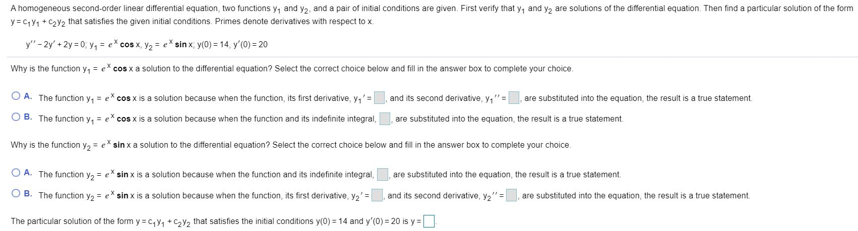 Solved A homogeneous second-order linear differential | Chegg.com