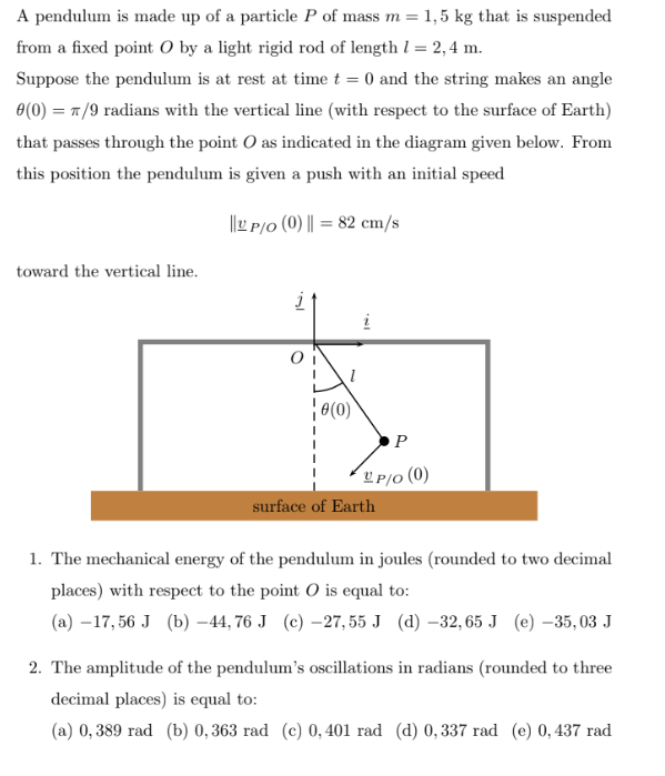 Solved A pendulum is made up of a particle P of mass m=1,5 | Chegg.com