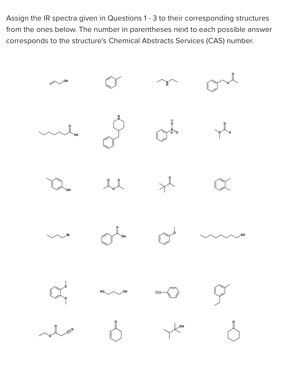 Solved Assign the IR spectra given in Questions 1 - 3 to | Chegg.com