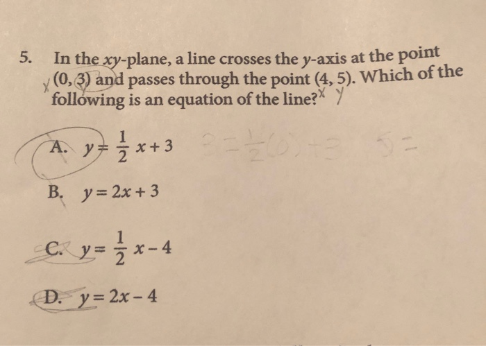 Solved In the xy-plane, a line crosses the y-axis at the | Chegg.com