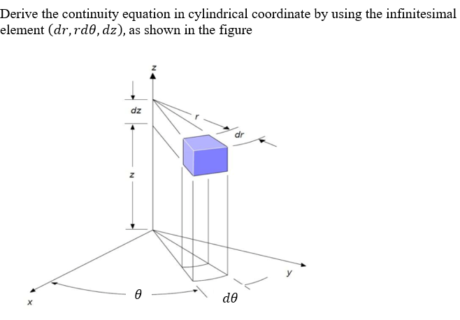 Solved Derive the continuity equation in cylindrical | Chegg.com