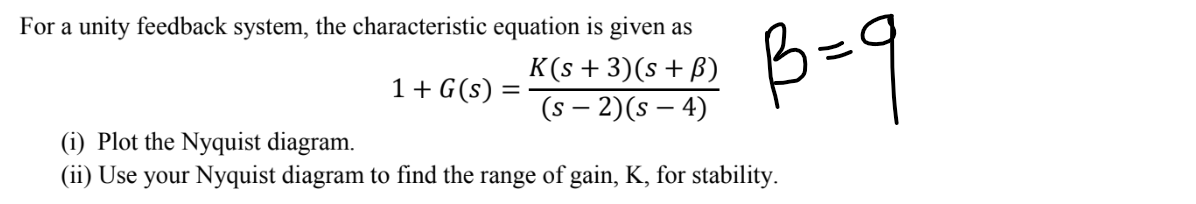 Solved For a unity feedback system, the characteristic | Chegg.com