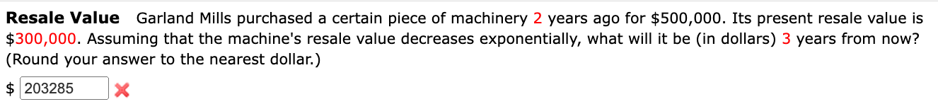Solved Resale Value Garland Mills purchased a certain piece | Chegg.com