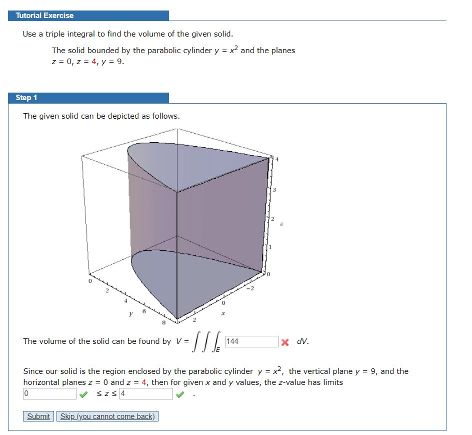 Solved Tutorial Exercise Use a triple integral to find the | Chegg.com