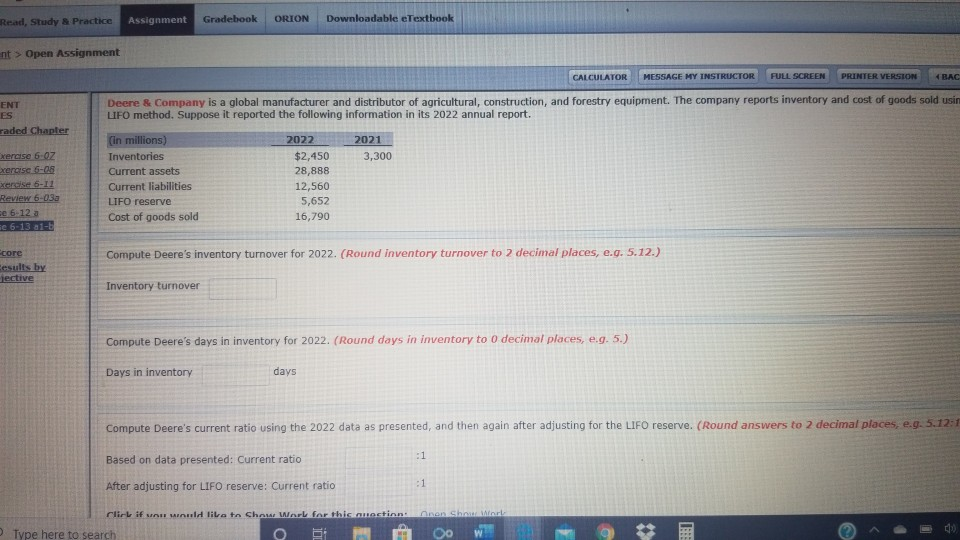 Solved Read, Study Practice Assignment Gradebook ORION | Chegg.com