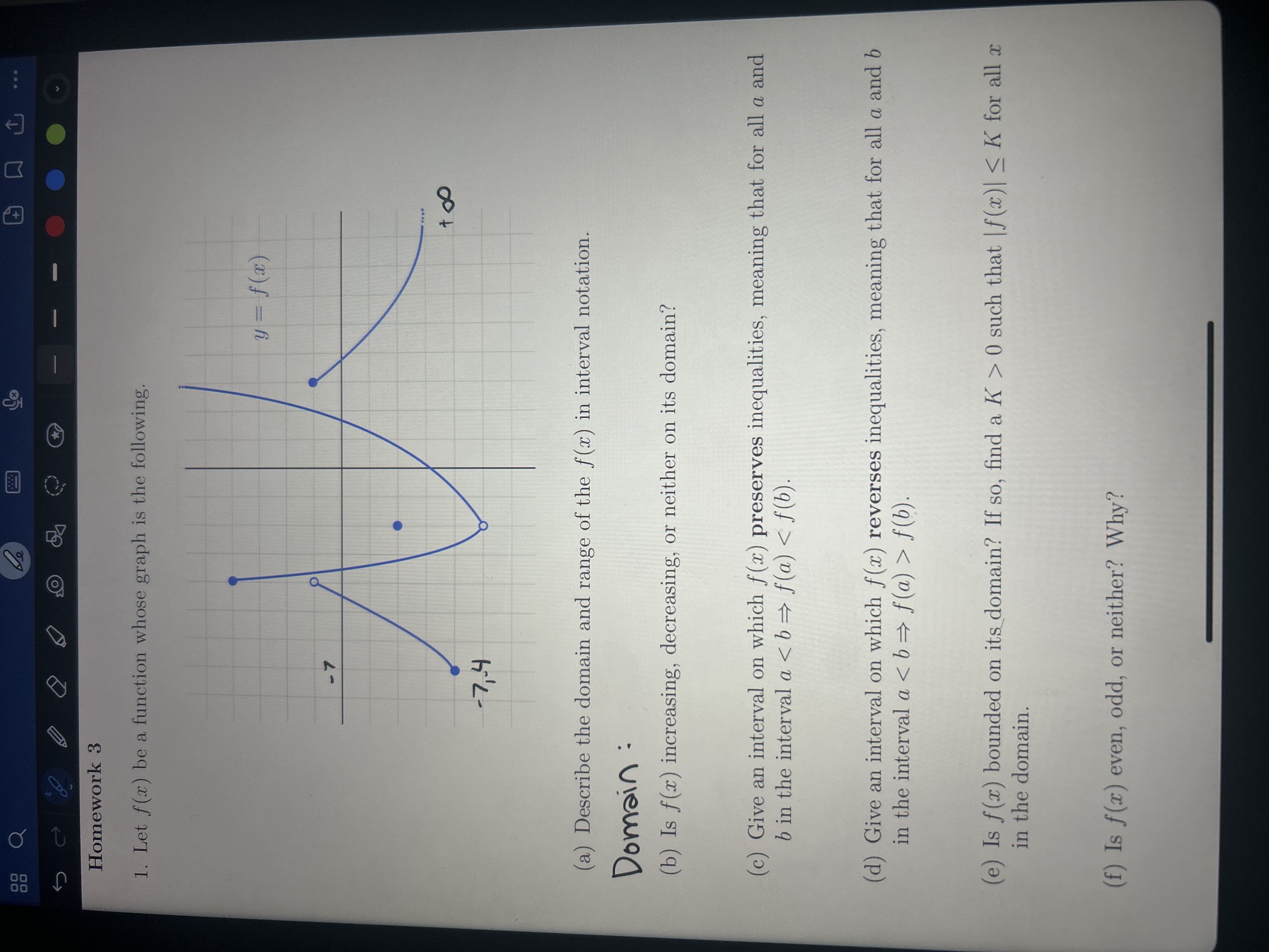 Solved Homework 3Let f(x) ﻿be a function whose graph is the | Chegg.com