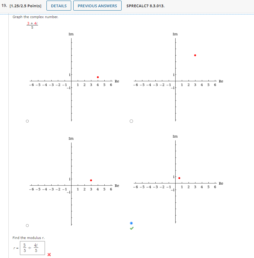 Solved Graph the complex number. 53+4i | Chegg.com
