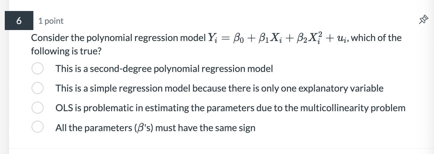 Solved Consider the polynomial regression model | Chegg.com
