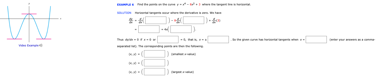 Solved (3) EXAMPLE 6 Find the points on the curve y = x4 - | Chegg.com