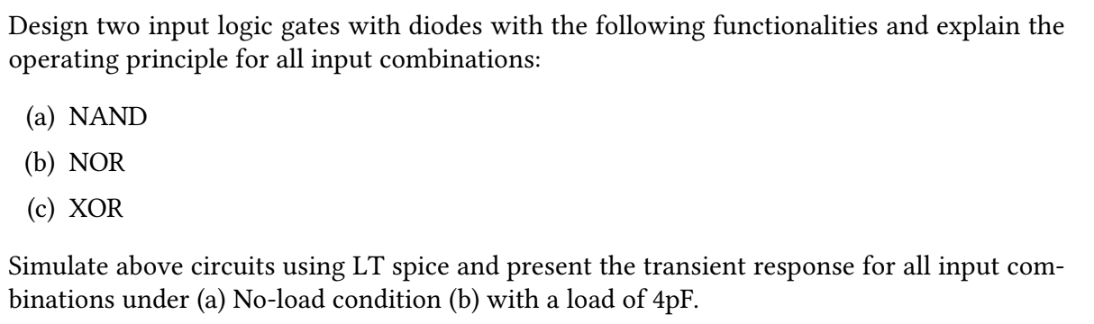 Solved Design two input logic gates with diodes with the | Chegg.com