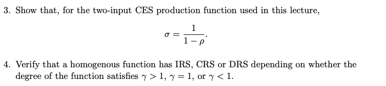 Solved 3) Show that, for the two-input CES production | Chegg.com