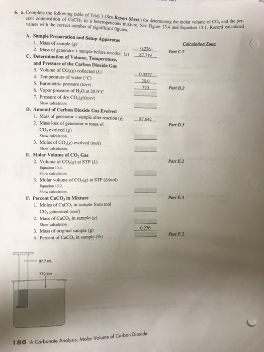 Solved 6. a. Complete cent composition of CaCO, in a | Chegg.com