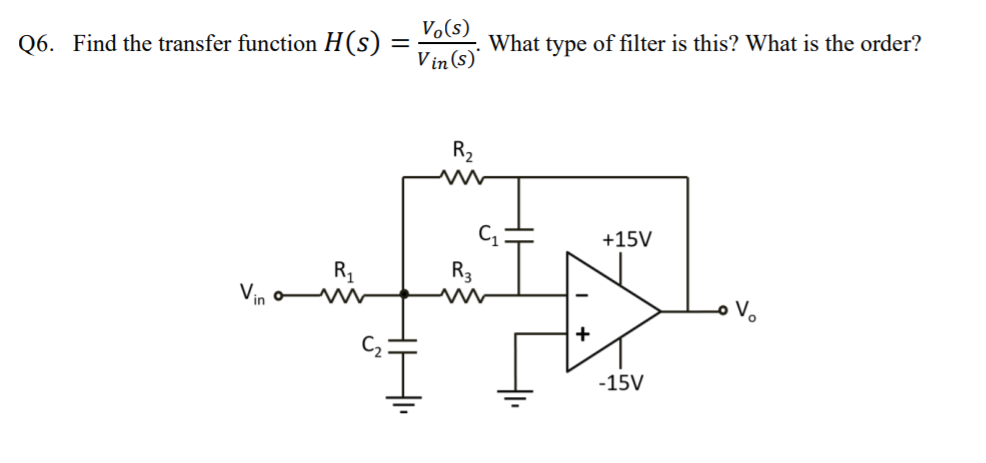 Solved Find the transfer function 𝐻(𝑠) = 𝑉𝑜(𝑠) | Chegg.com