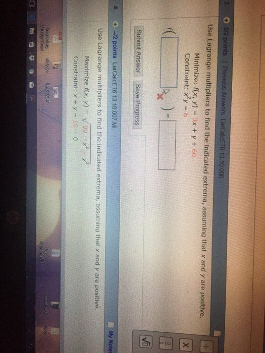 Solved O 0/2 points | Previous Answers LarCalcET6 13.10 006 | Chegg.com Solved O 0/2 points | Previous Answers LarCalcET6 13.10 006 | Chegg.com