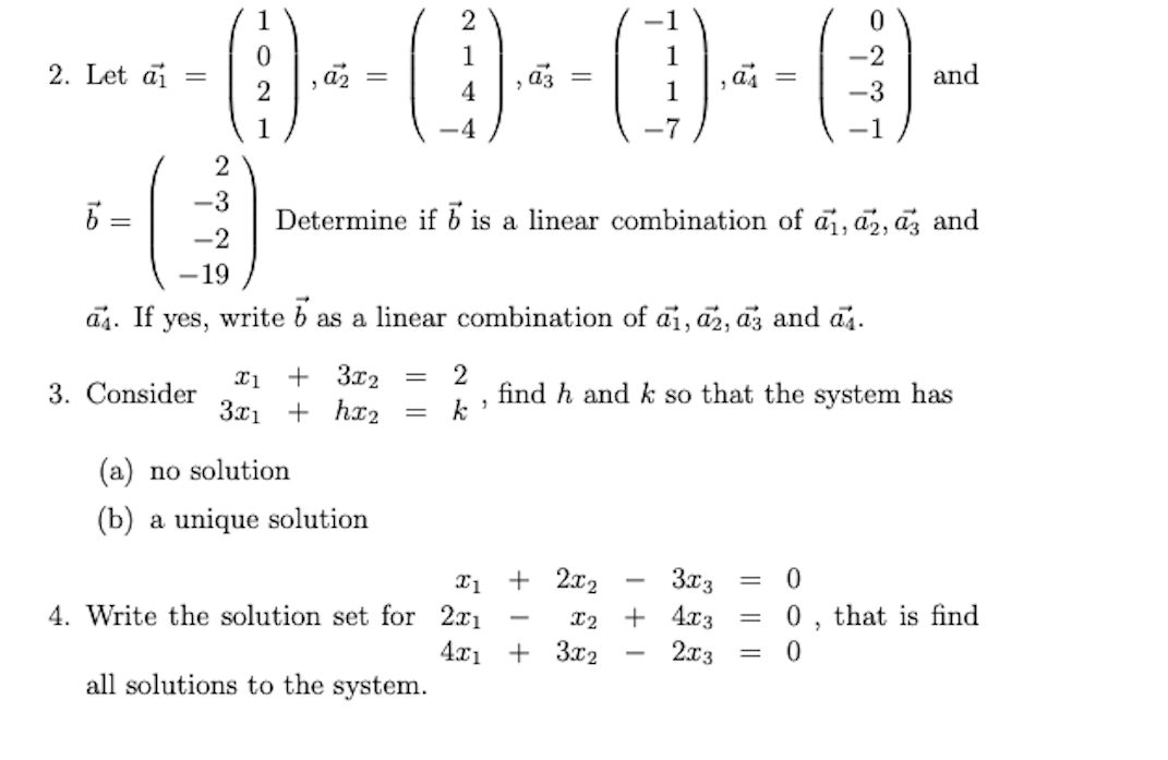 Solved THESE ARE LINEAR ALGEBRA QUESTIONS PLEASE | Chegg.com