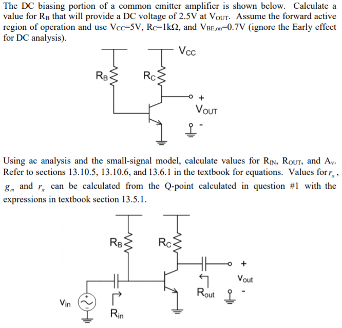 Solved The DC biasing portion of a common emitter amplifier | Chegg.com