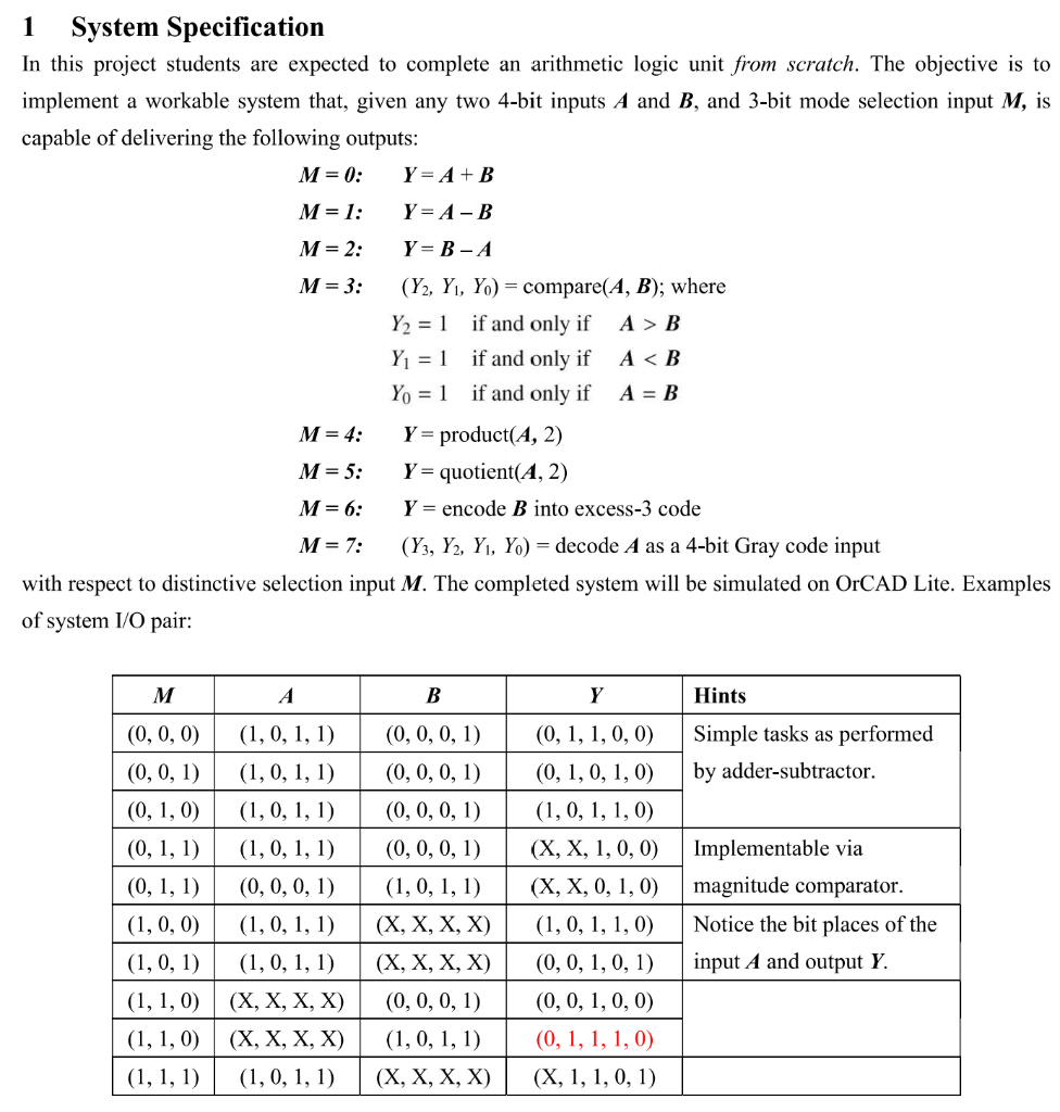 Solved 1 System Specification In this project students are | Chegg.com