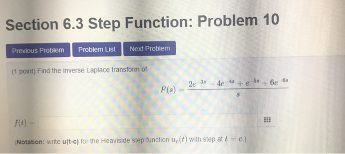 Solved Section 6.3 Step Function: Problem 10 Previous | Chegg.com