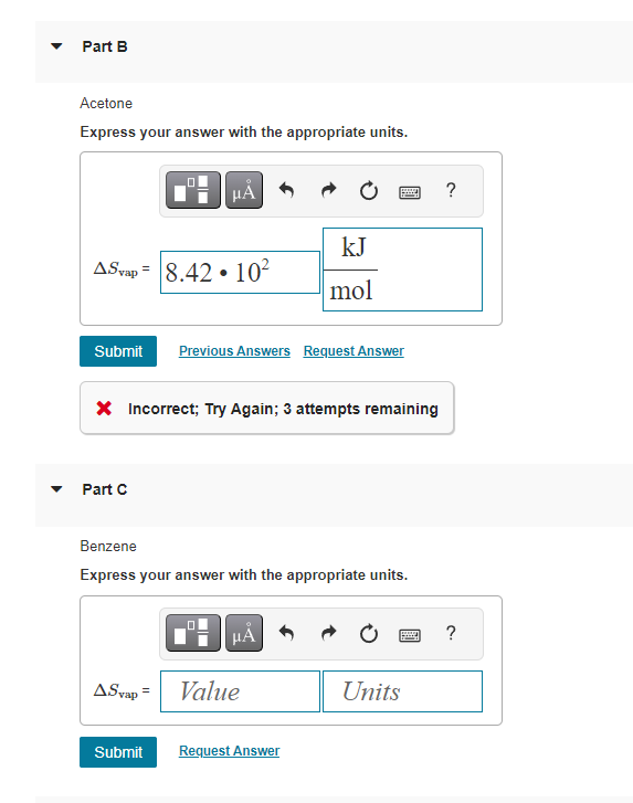 Solved Given the data, calculate ΔSvapΔ vap for each | Chegg.com