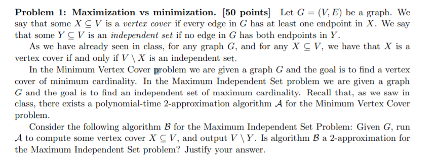 Problem 1 Maximization Vs Minimization 50 Points