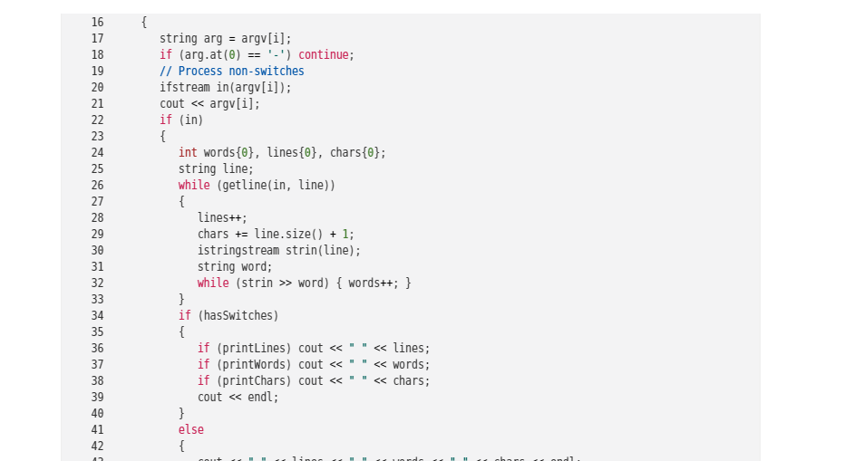 Solved Now, modify the wc program so that it accepts the | Chegg.com