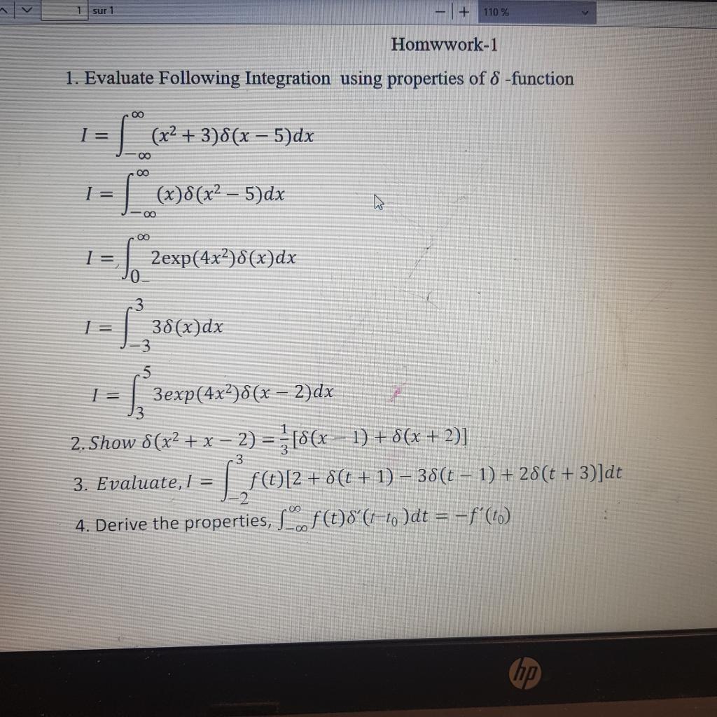 Solved 1. Evaluate Following Integration using properties of | Chegg.com