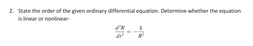 Solved State The Order Of The Given Ordinary Differential