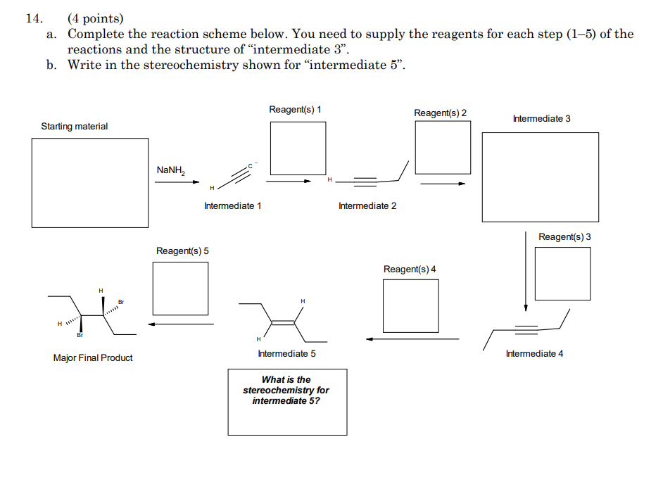 Solved 14. (4 points) a. Complete the reaction scheme below. | Chegg.com