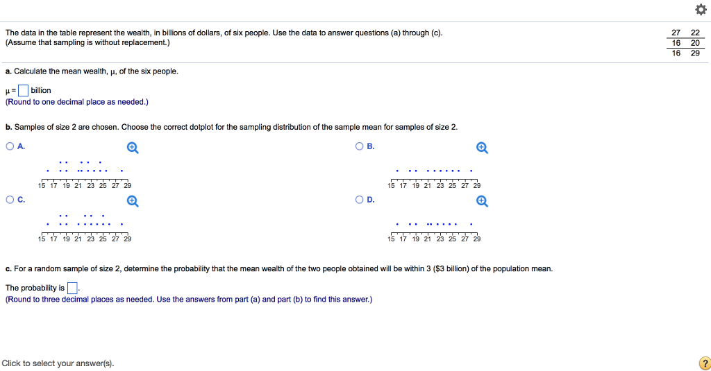 Solved The data in the table represent the wealth, in | Chegg.com