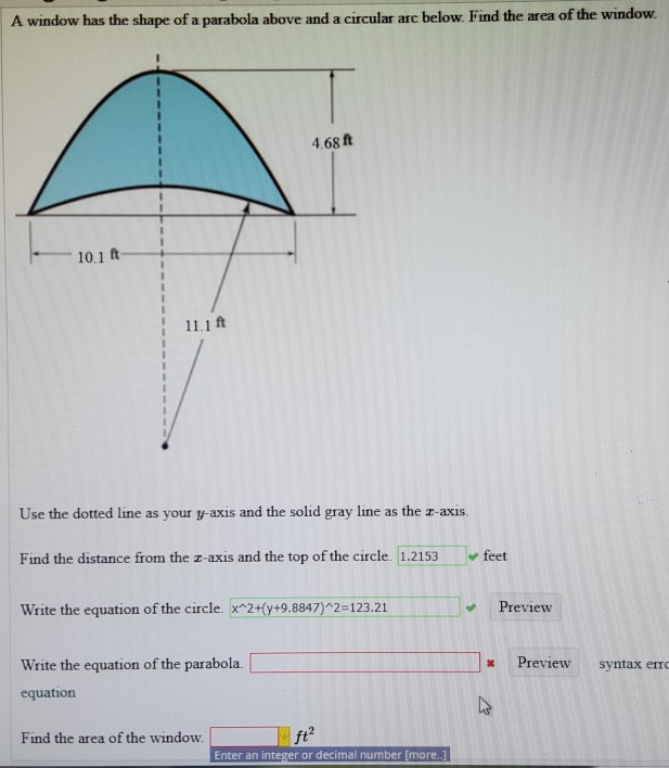 Solved A window has the shape of a parabola above and a | Chegg.com