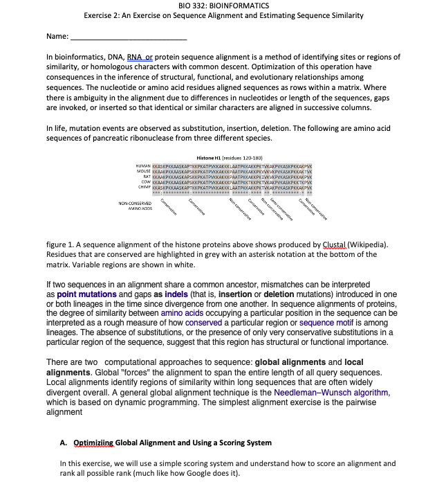 Solved BIO 332: BIOINFORMATICS Exercise 2: An Exercise on | Chegg.com