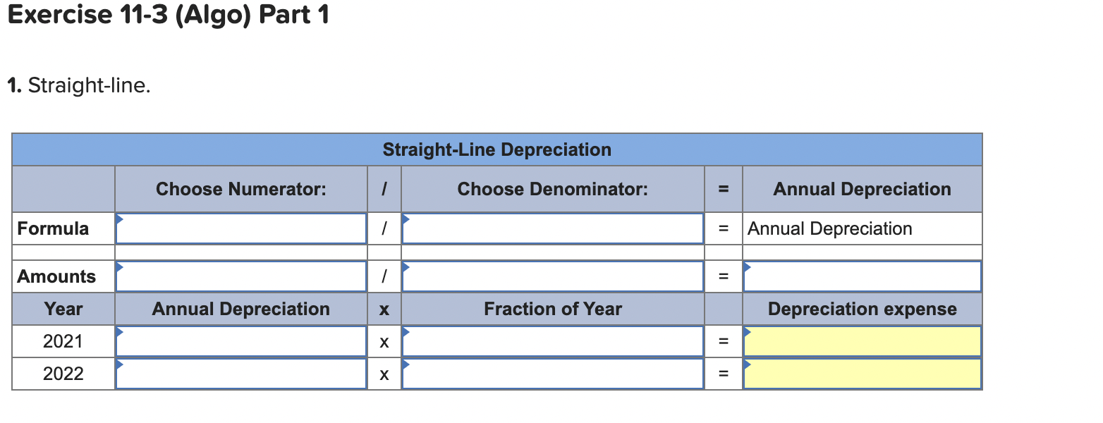 Solved Required information Exercise 11-3 (Algo) | Chegg.com
