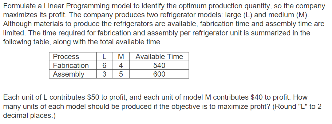 Solved Formulate a Linear Programming model to identify the | Chegg.com