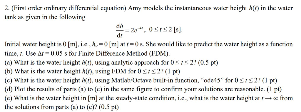 Solved 2. (First order ordinary differential equation) Amy | Chegg.com