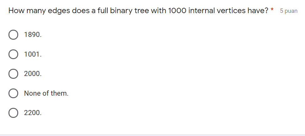 Solved How many edges does a full binary tree with 1000 | Chegg.com