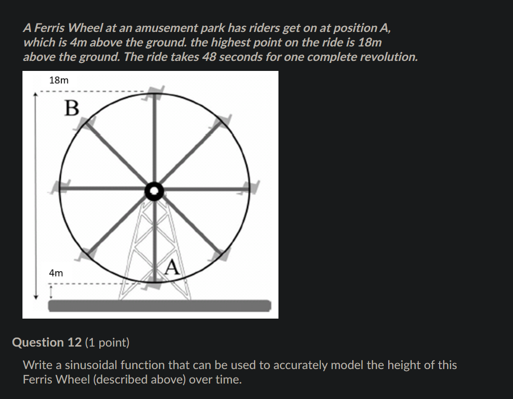 Solved A Ferris Wheel at an amusement park has riders get on | Chegg.com