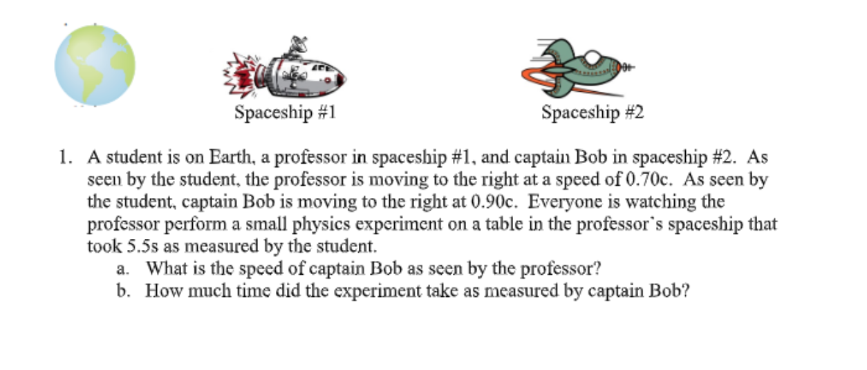 Solved Spaceship #1 Spaceship #2 1. A student is on Earth, a | Chegg.com