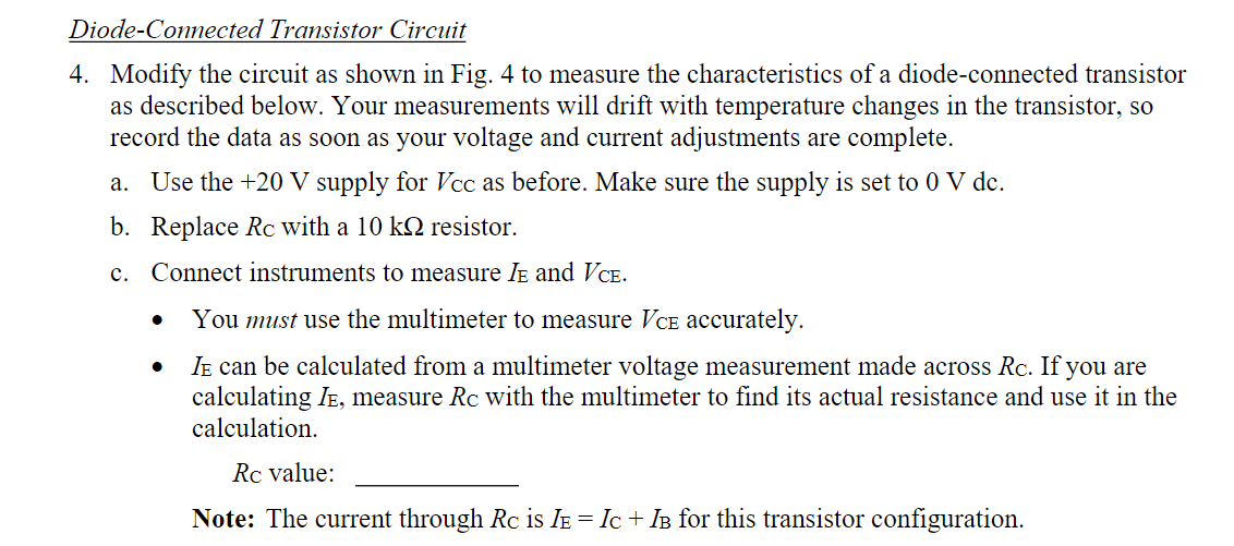 Diode-Connected Transistor Circuit 4. Modify the | Chegg.com