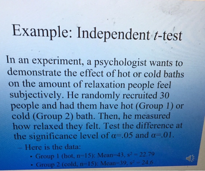 Solved Example: Independent i-test In an experiment, a | Chegg.com